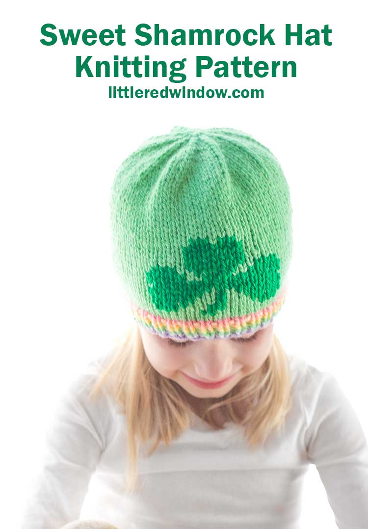 Sweet shamrock Hat Knitting Pattern - Little Red Window
