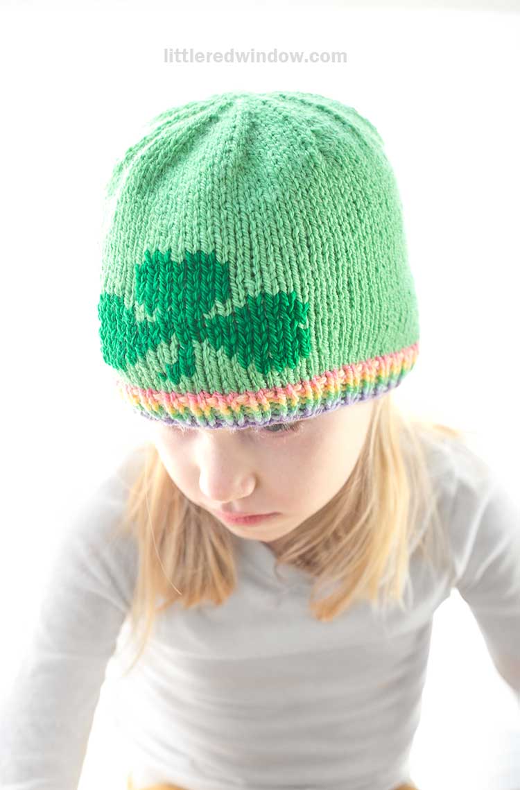 Sweet shamrock Hat Knitting Pattern - Little Red Window