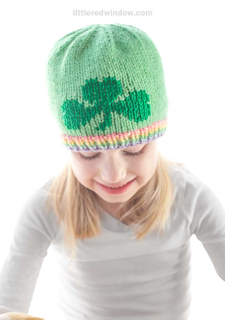Sweet shamrock Hat Knitting Pattern - Little Red Window