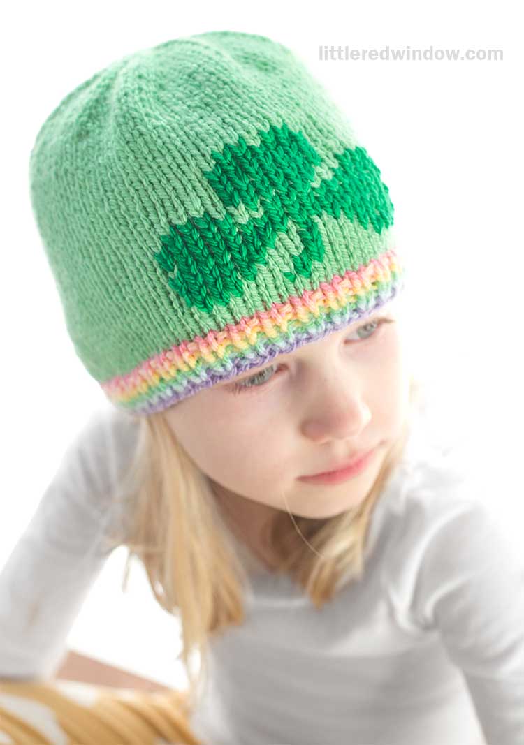 Sweet shamrock Hat Knitting Pattern - Little Red Window