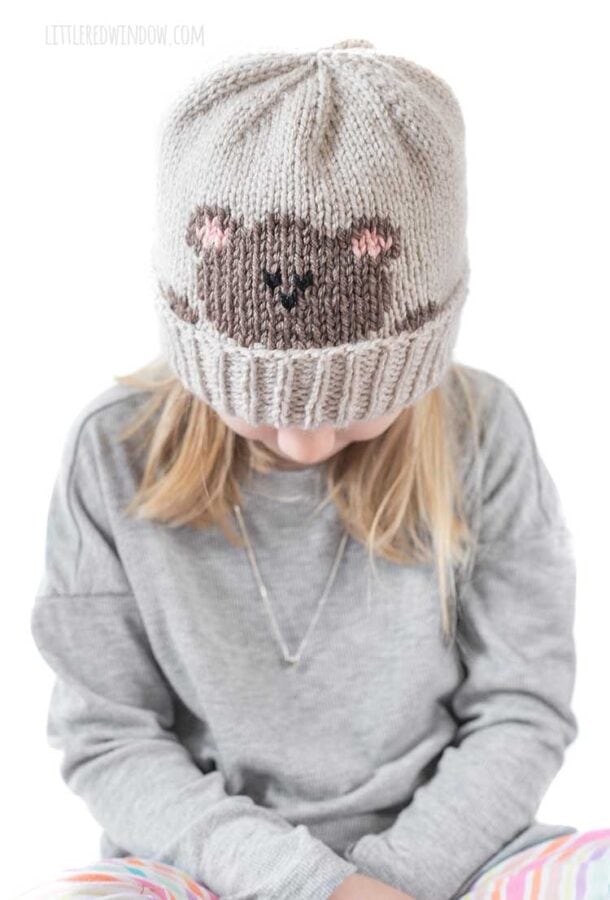 Peekaboo Bear Hat Knitting Pattern - Little Red Window