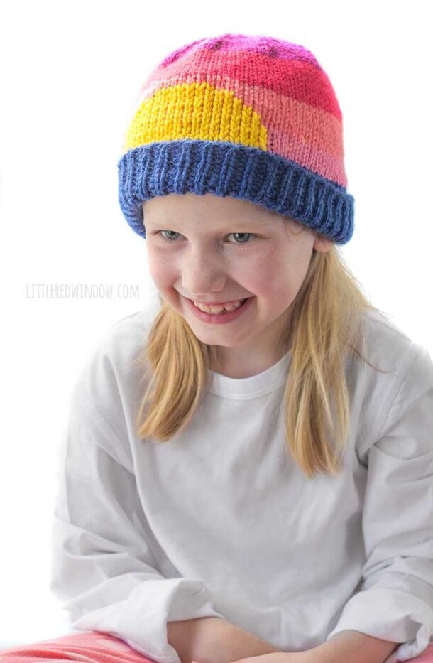 Sunrise Sunset Hat Knitting Pattern - Little Red Window