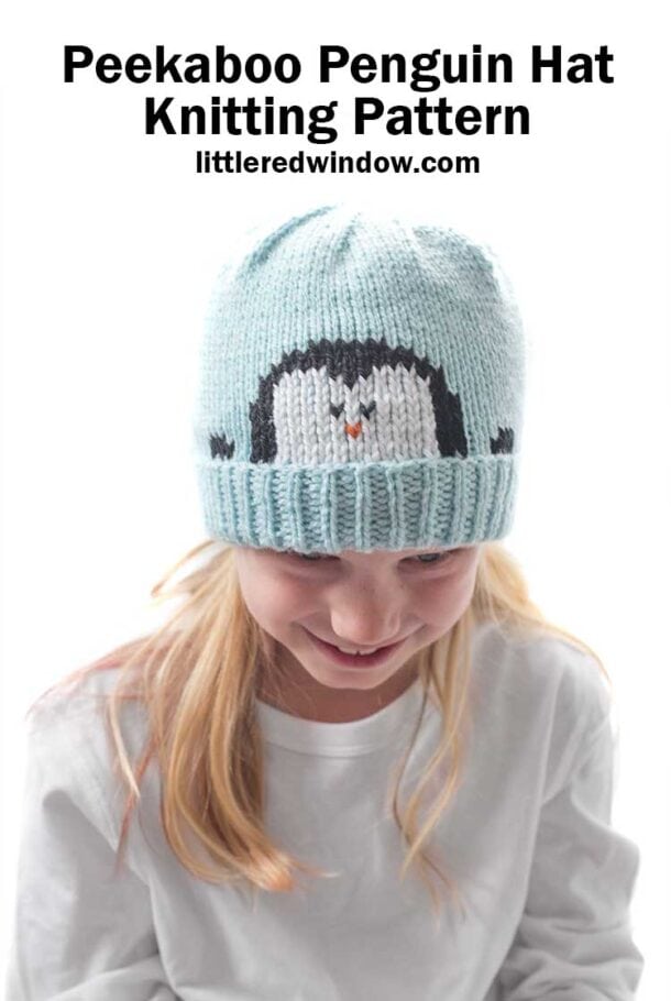 Peekaboo Penguin Hat Knitting Pattern - Little Red Window