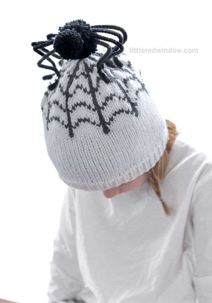 Pom Pom Spider Hat Knitting Pattern - Little Red Window