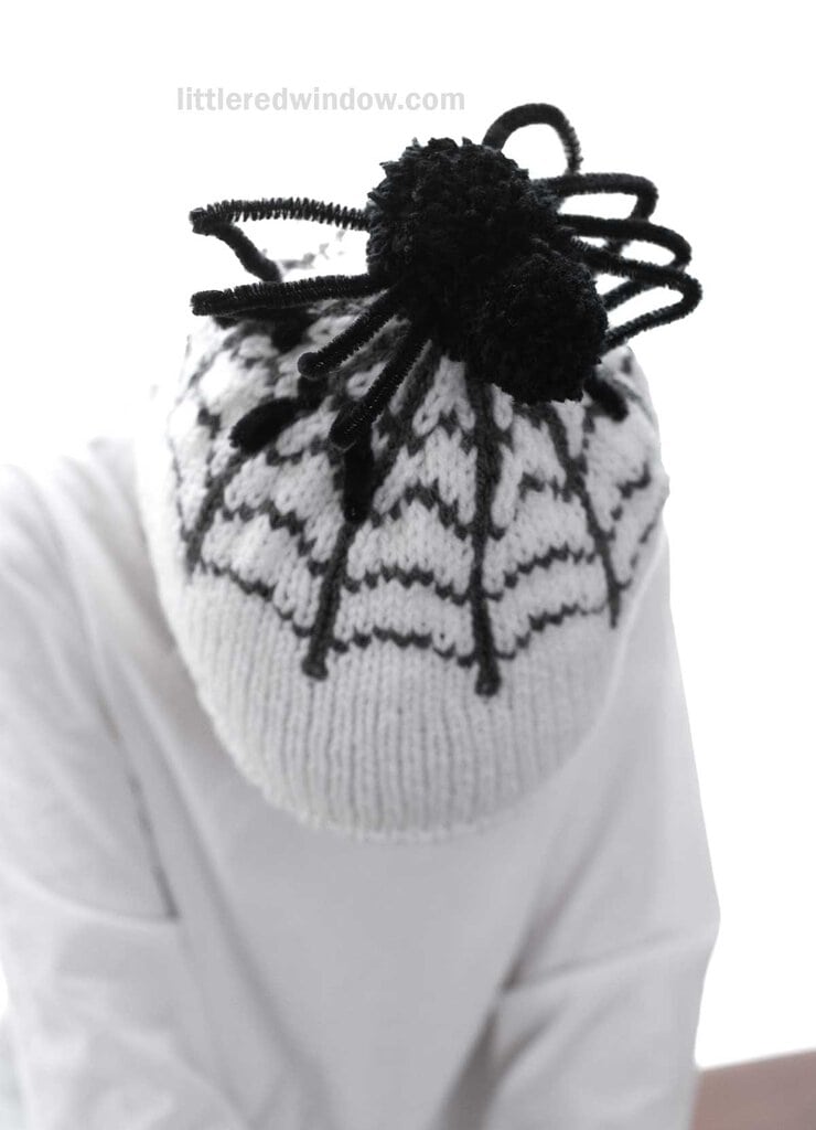 Pom Pom Spider Hat Knitting Pattern - Little Red Window