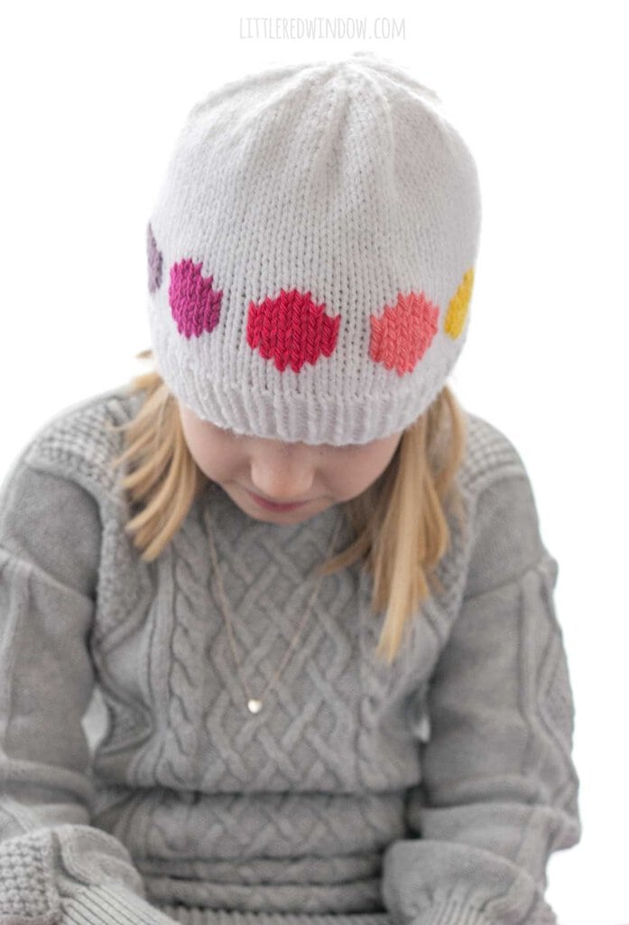 Rainbow Polka Dots Hat Knitting Pattern - Little Red Window