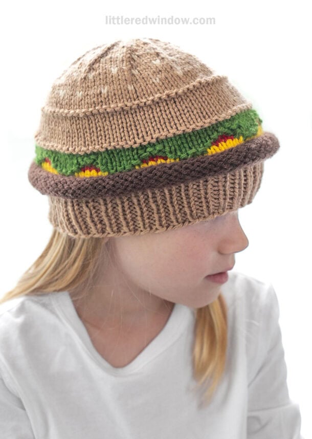Hamburger Hat Knitting Pattern - Little Red Window