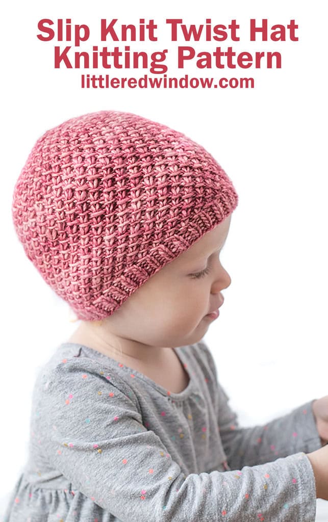 Slip Knit Twist Hat Knitting Pattern - Little Red Window