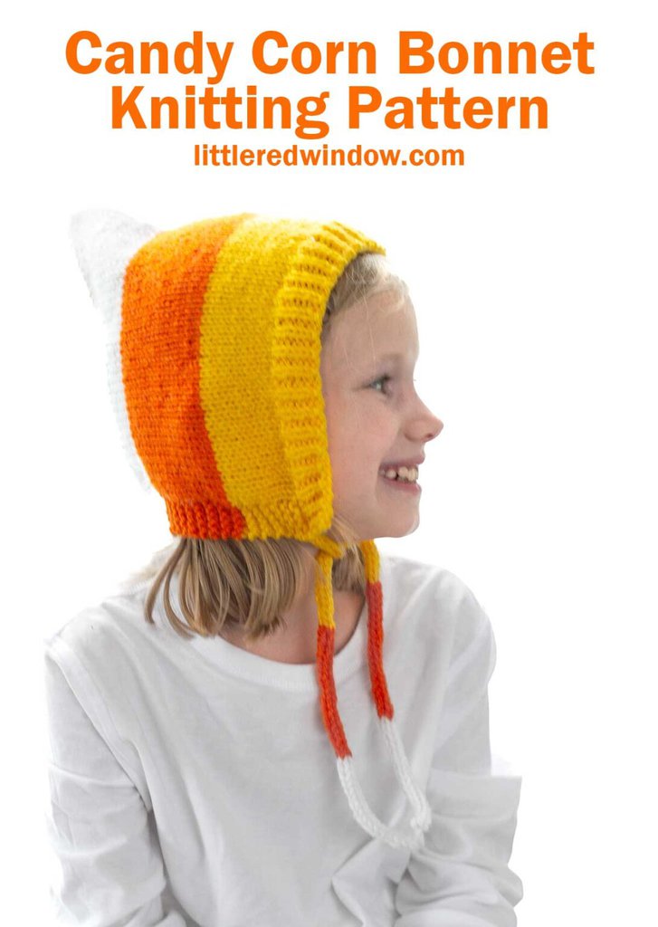 Candy Corn Bonnet Knitting Pattern - Little Red Window