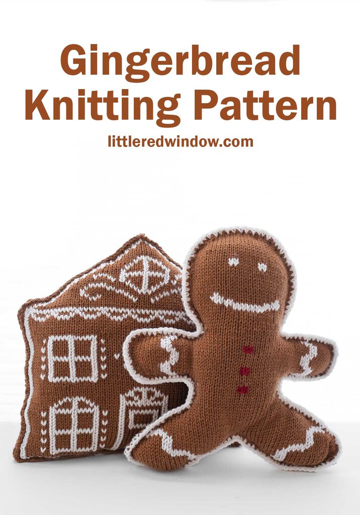 Gingerbread House and Gingerbread Man Knitting Patterns - Little Red Window