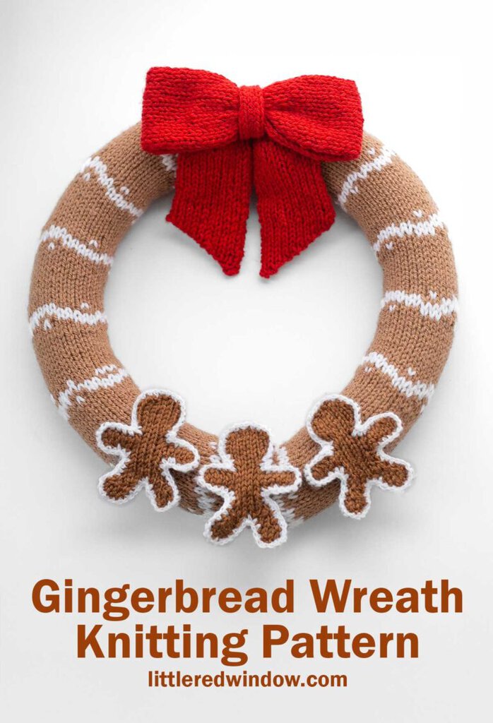 Gingerbread Wreath Knitting Pattern - Little Red Window