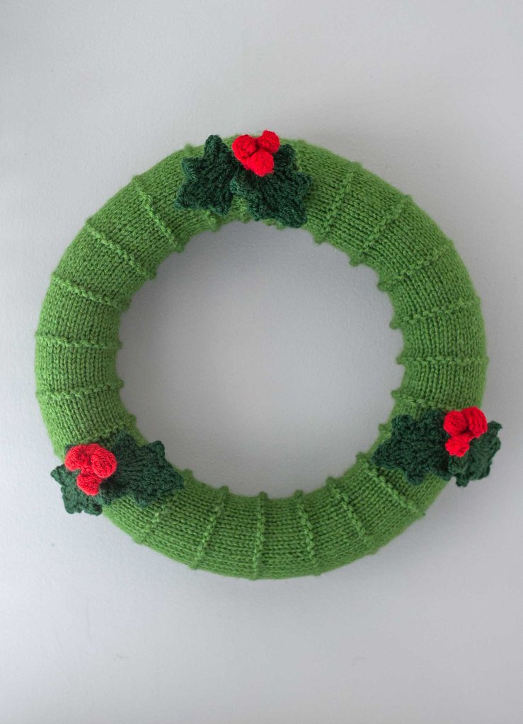 Evergreen Holly Wreath Knitting Pattern - Little Red Window