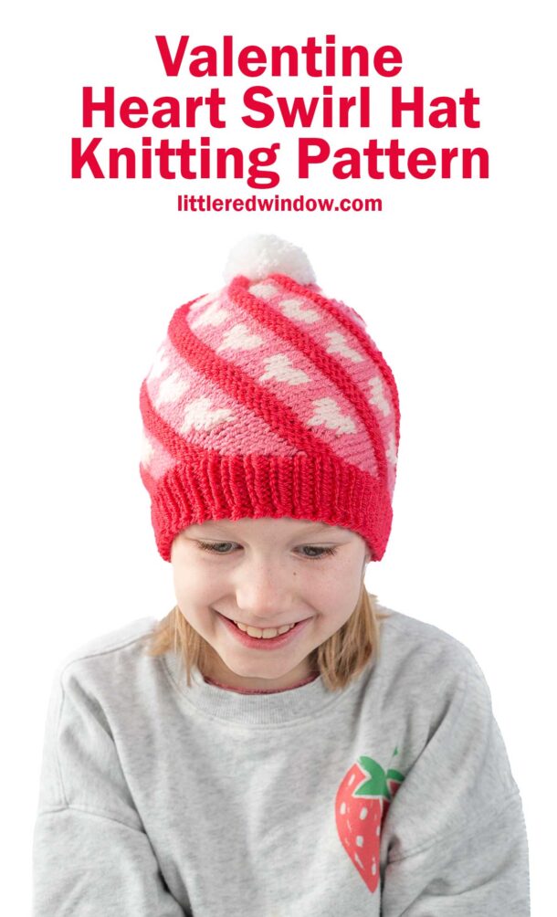 Valentine Heart Swirl Hat Knitting Pattern - Little Red Window