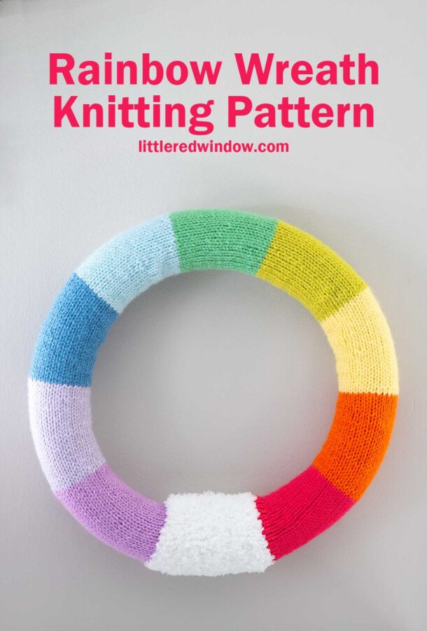 Rainbow Wreath Knitting Pattern - Little Red Window