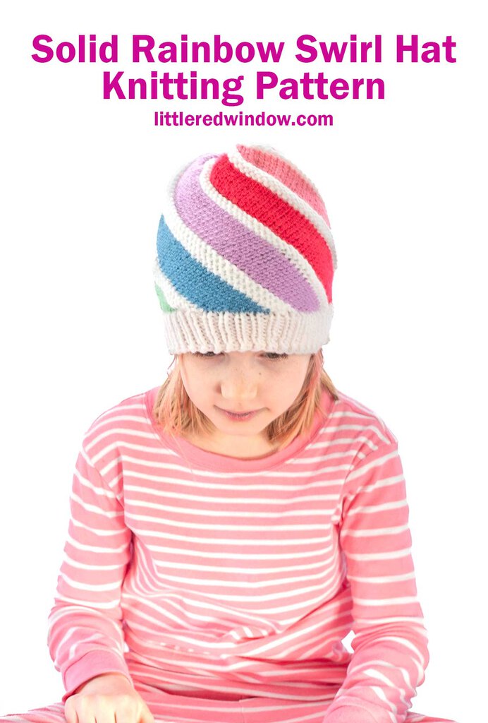 Solid Rainbow Swirl Hat Knitting Pattern - Little Red Window