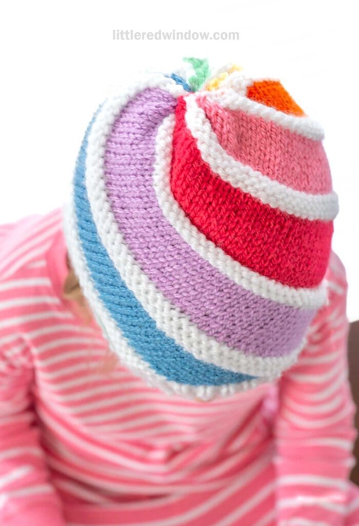 Solid Rainbow Swirl Hat Knitting Pattern - Little Red Window