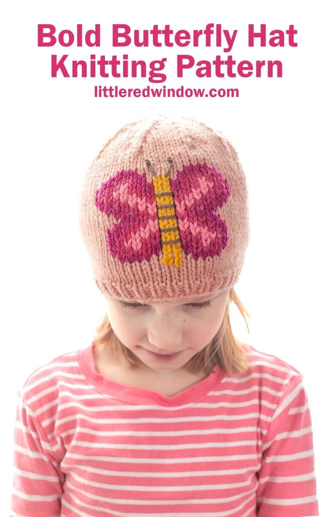 Bold Butterfly Hat Knitting Pattern - Little Red Window
