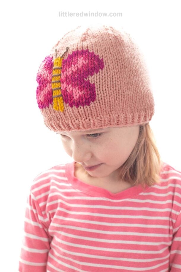 Bold Butterfly Hat Knitting Pattern - Little Red Window