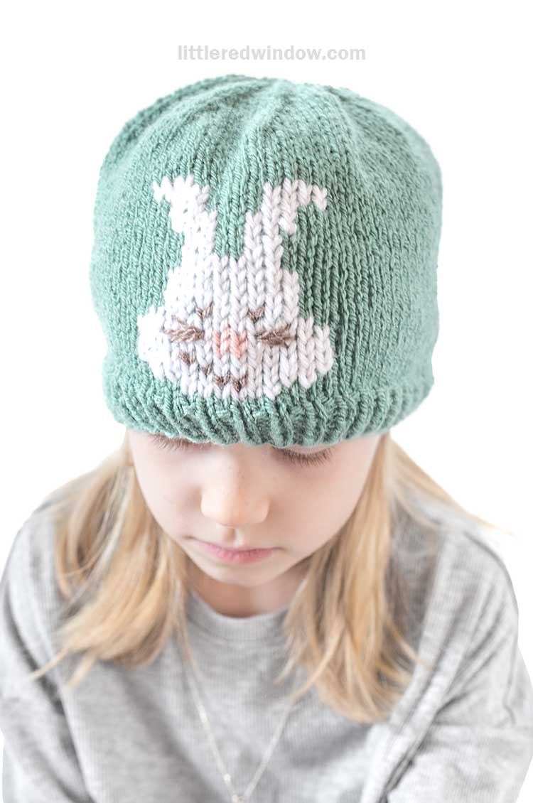 Happy Easter Bunny Hat Knitting Pattern - Little Red Window