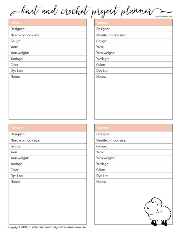 Free Printable Future Knitting Project Planner Page - Little Red Window
