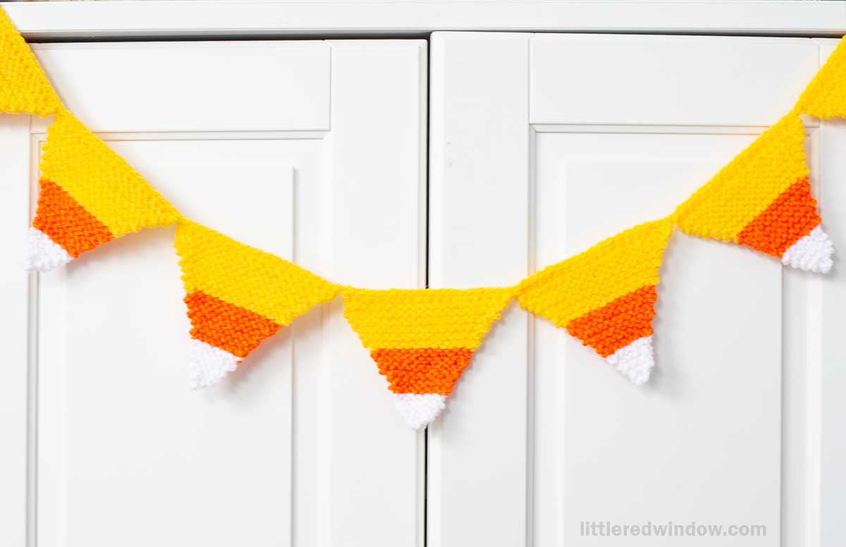Candy Corn Garland Knitting Pattern - Little Red Window