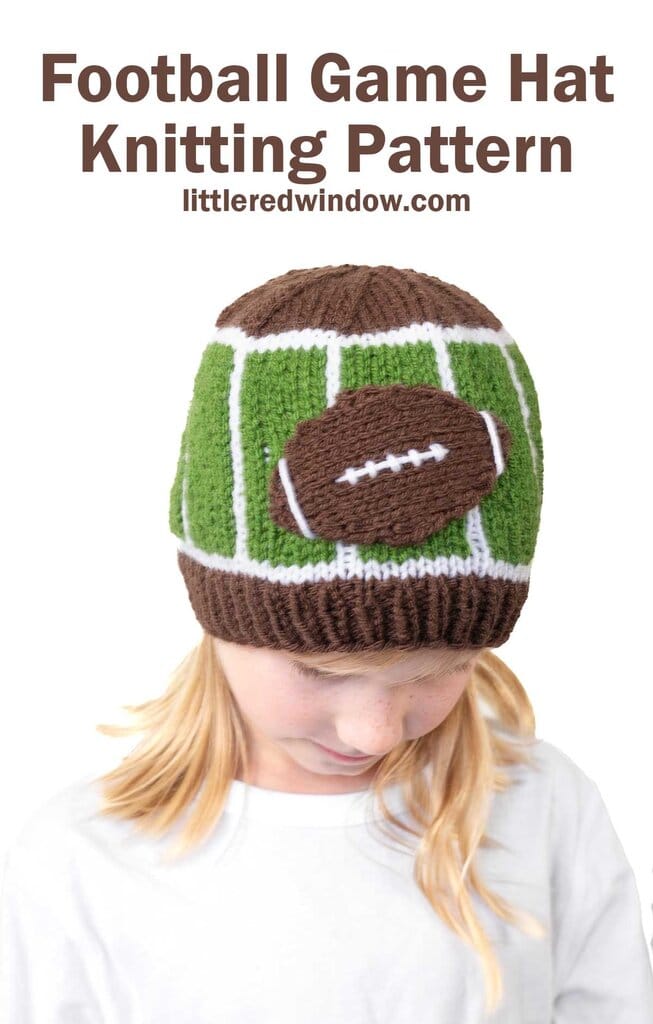 Football Game Hat Knitting Pattern - Little Red Window