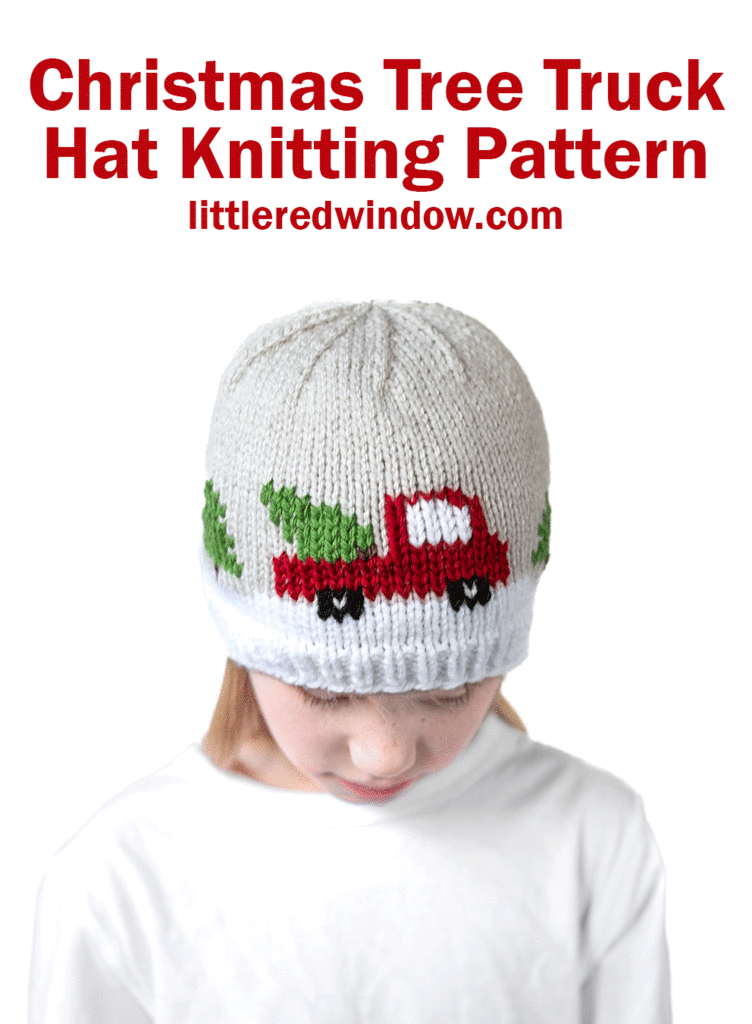 Christmas Tree Truck Hat Knitting Pattern - Little Red Window