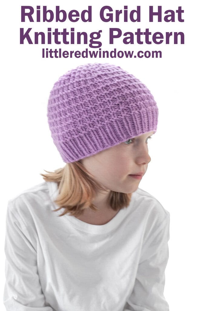 Ribbed Grid Hat Knitting Pattern - Little Red Window